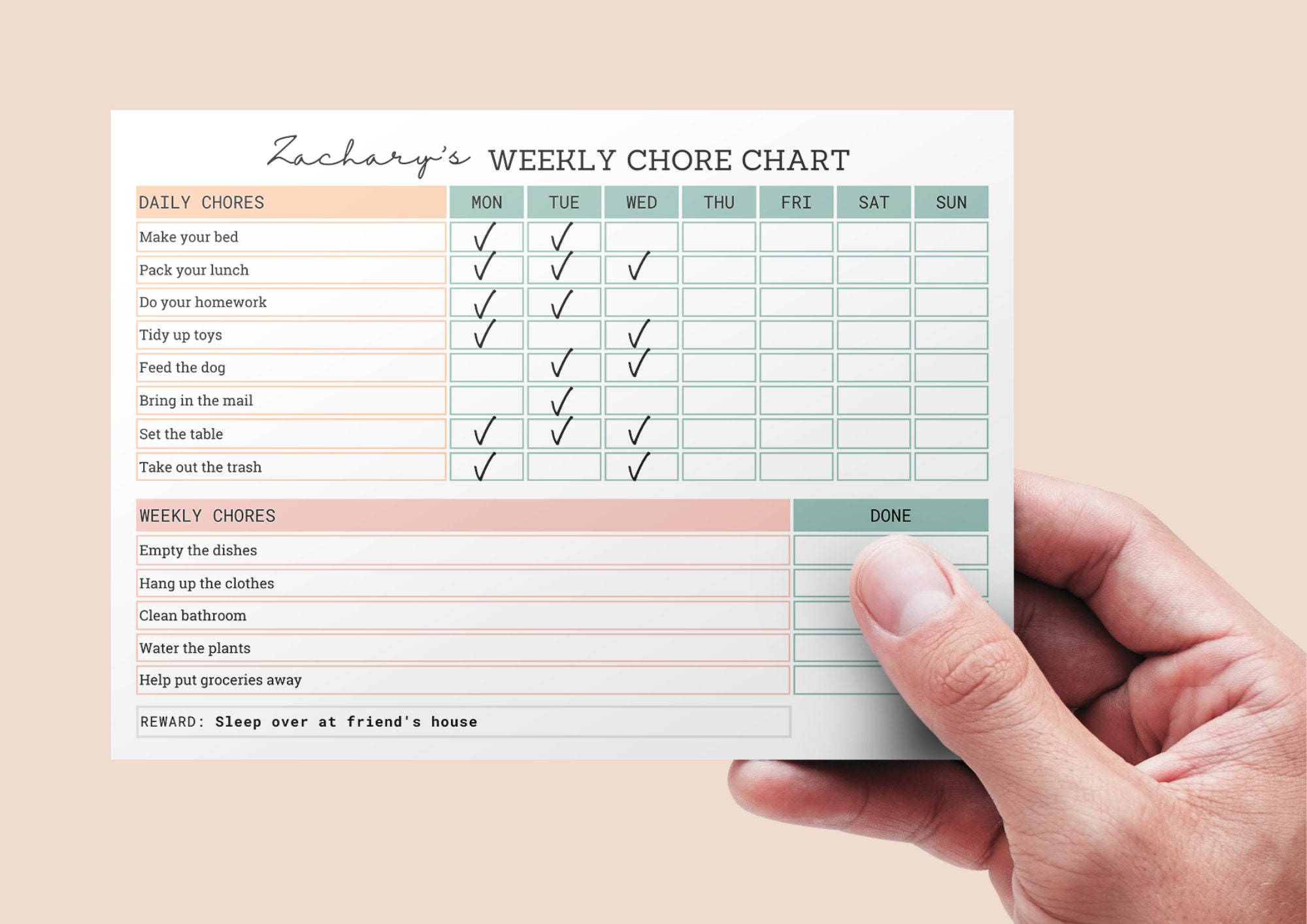 EDITABLE Daily Weekly Chore Chart • Printable Daily Weekly Schedule ...