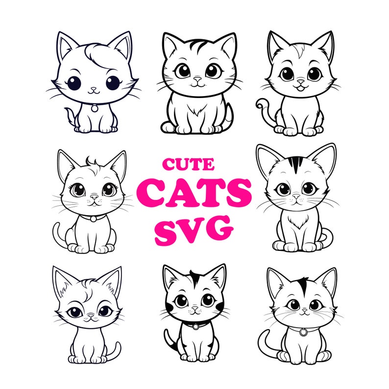 Cute Cats Svg Files, Png,pdf,ai,dxf Digital Cut Files - Etsy