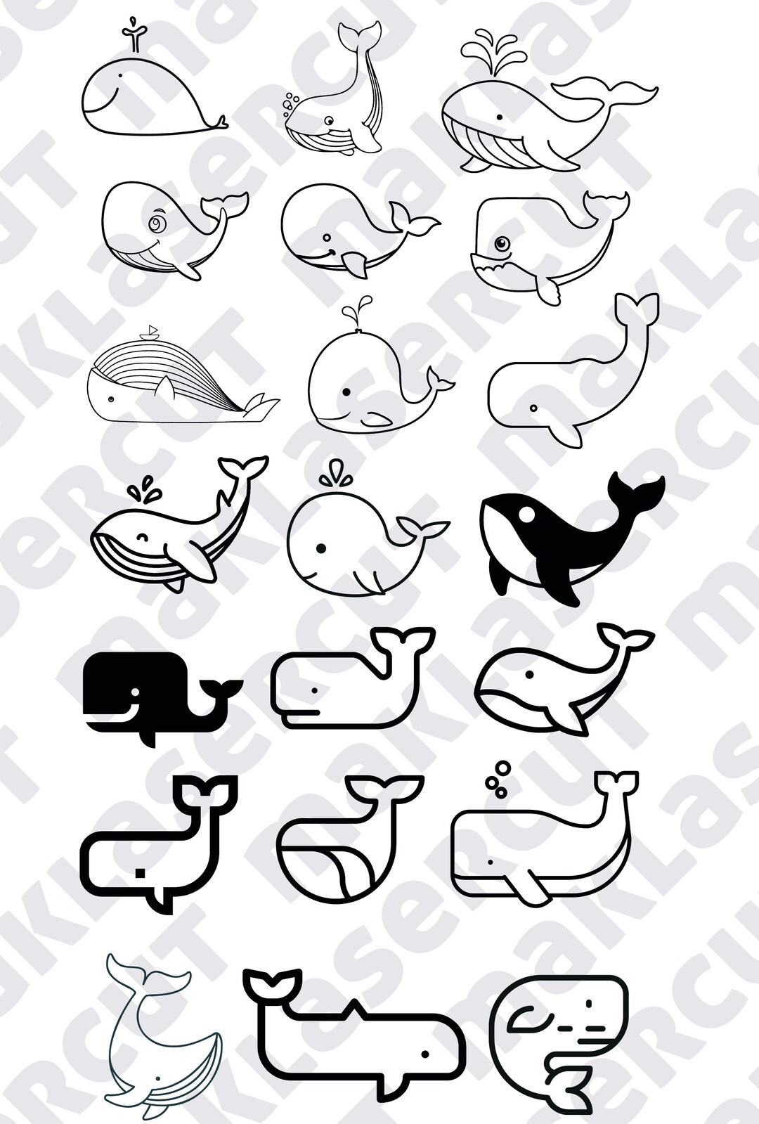 21 Whale Svg, Png, Jpg, Dxf, Ai Whale Cut File, Cute Baby Whale, Sea ...