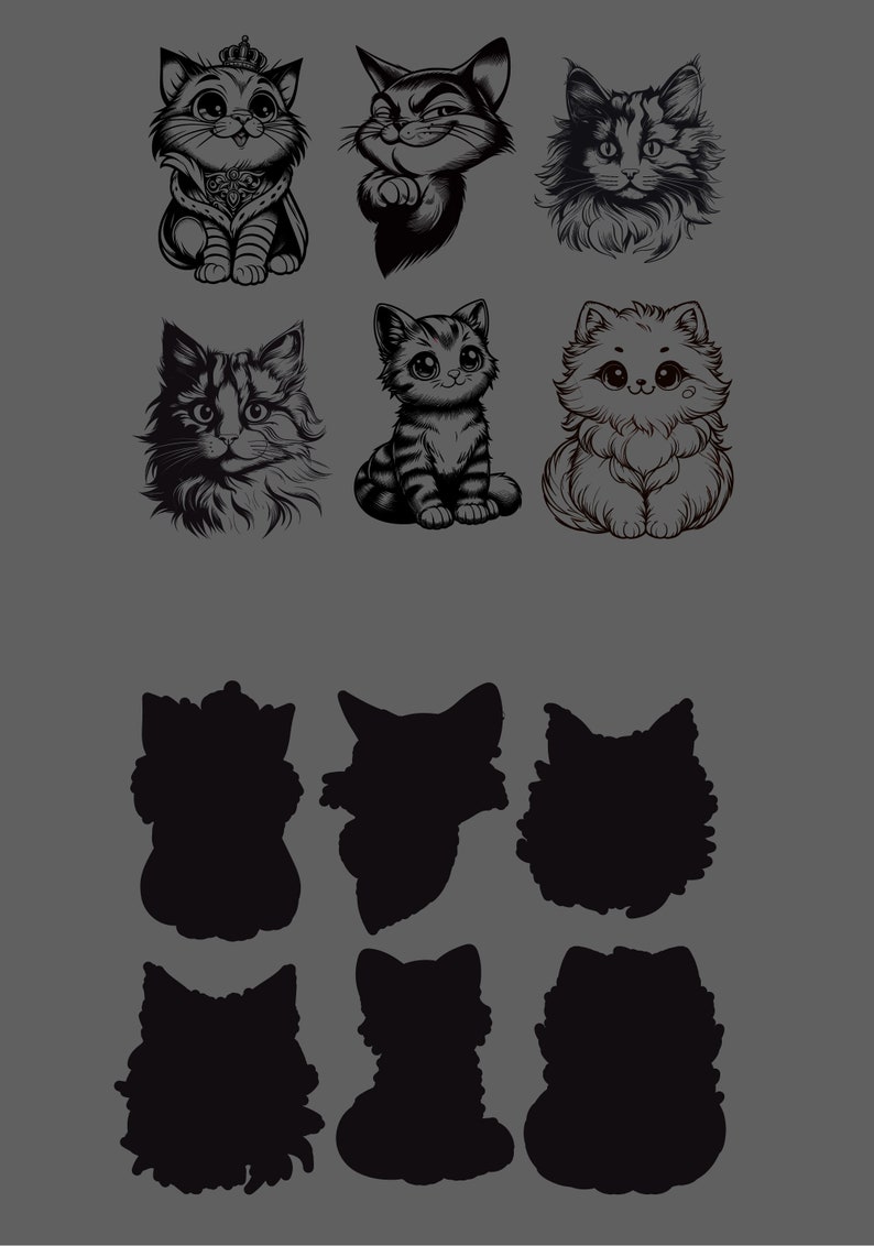 Cute Cats SVG Files, Laser Cut Files, Cricut Files, Svg,png,pdf,dxf,ai ...