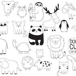 Doodle Cute Animals Cut File SVG - Etsy