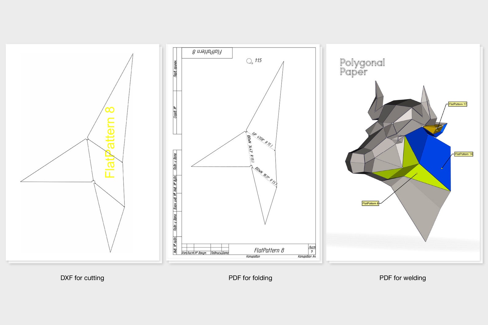 Bull Head: DIY Metal Wall Sculpture. DXF File for Assembly From Sheet ...