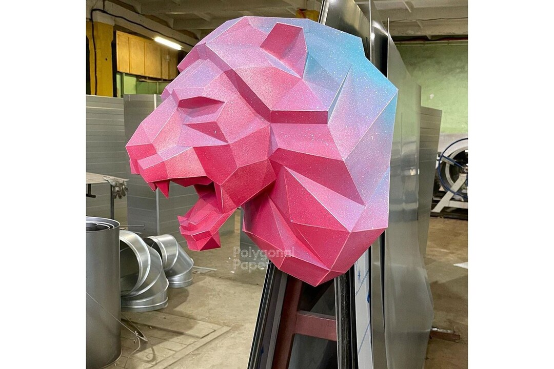 Cabeza de León Rugiente en Formato DXF para Montaje en Chapa. Plantilla ...