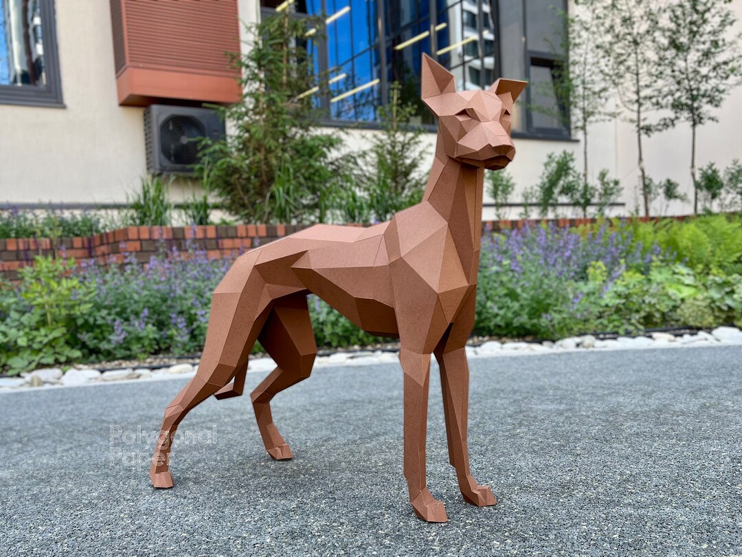 Whippet: DIY Papercraft Sculpture. Printable PDF Template, SVG Drawings ...