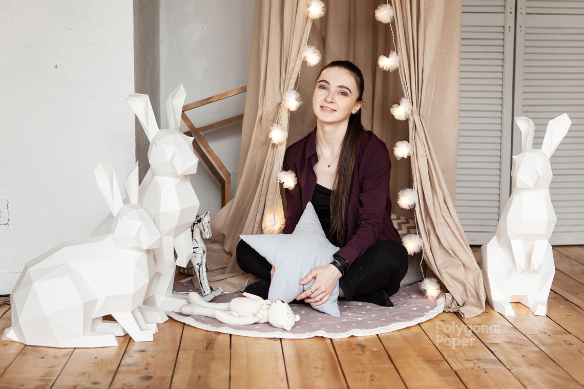 Rabbits: Digital Files for Papercraft. Printable PDF Template - Etsy