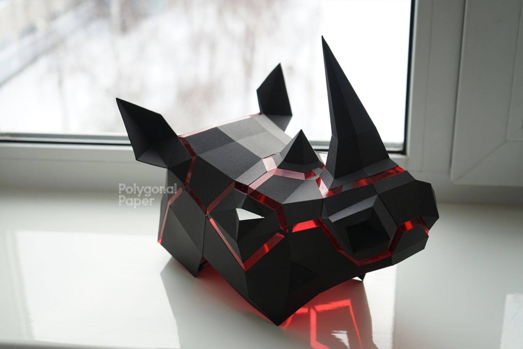 Rhino Mask: DIY Papercraft Model. Printable PDF Template, Drawings for ...