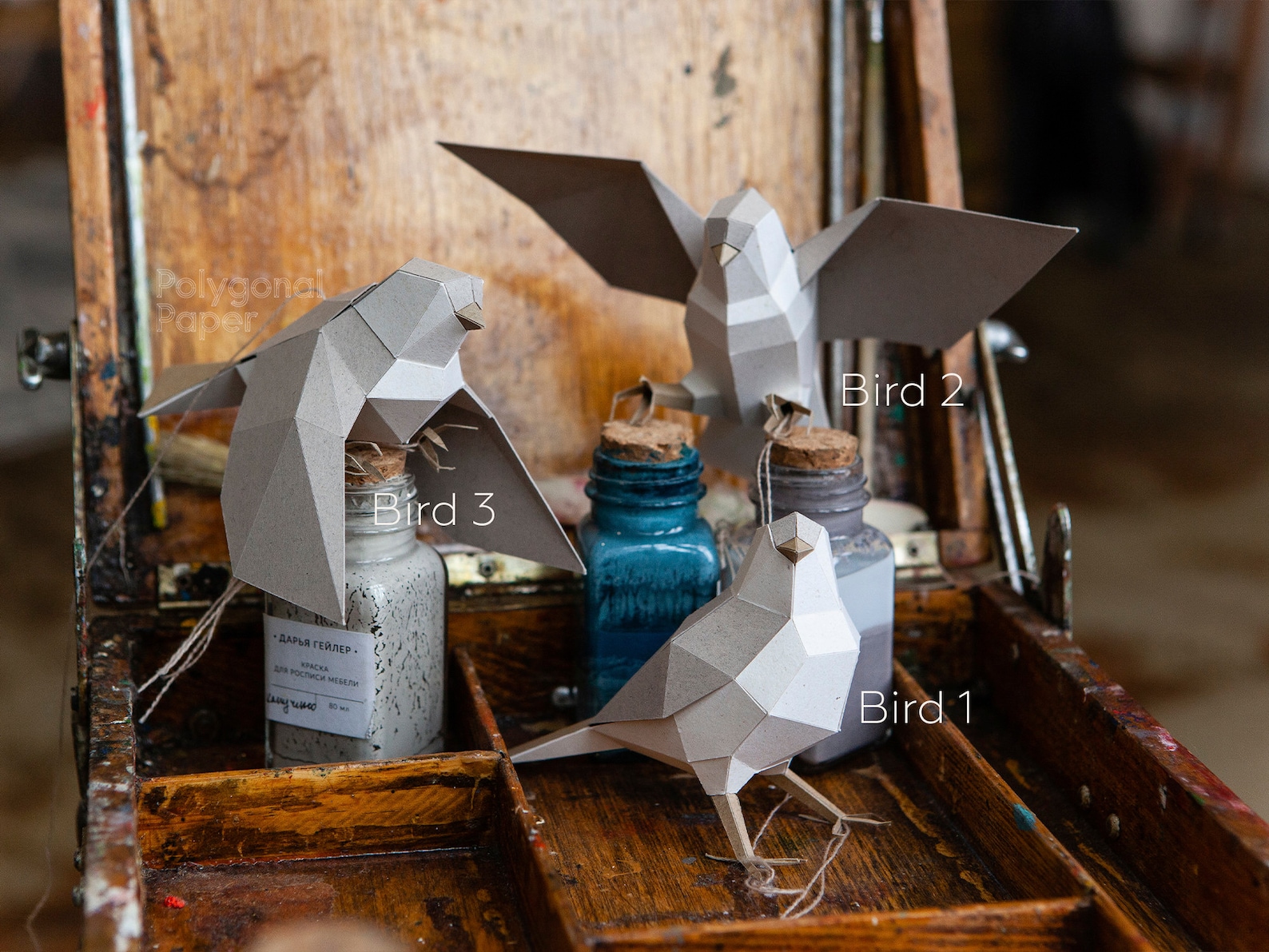 3 Birds: Paper Craft Template for Making Low Poly 3D Table Sculpture of ...