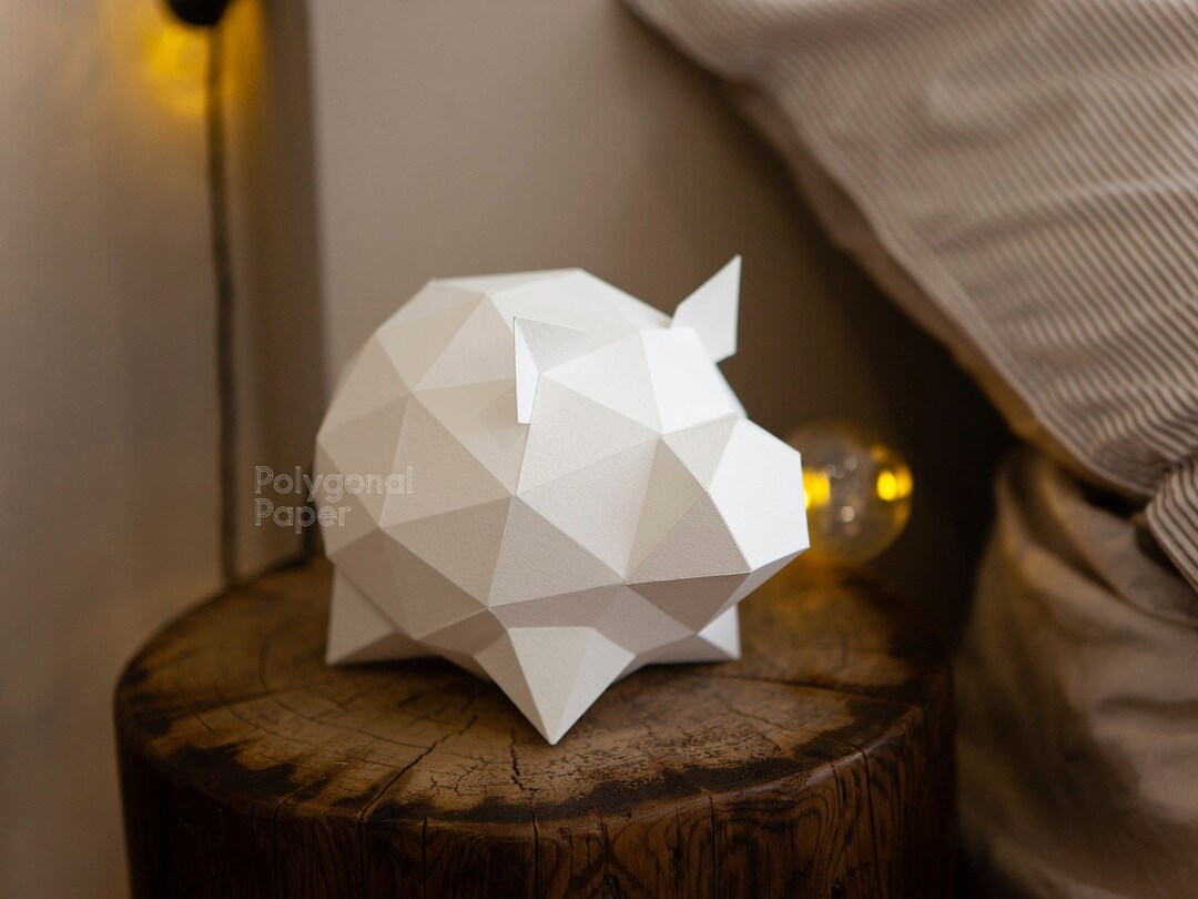 Piggy Bank: Papercraft Template for Making Table Sculpture. PDF for ...