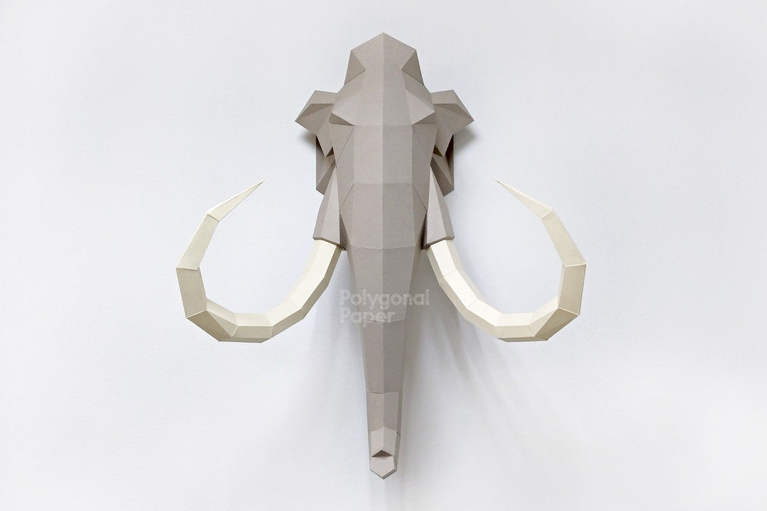 Mammoth Head: DIY Papercraft Sculpture. Printable PDF Template, DXF ...