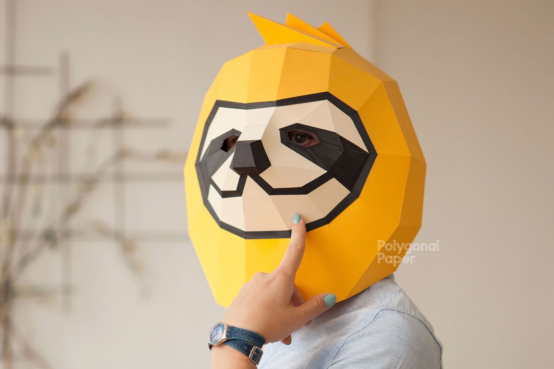 Sloth Mask: DIY Papercraft Model. Printable PDF Template, DXF Drawings ...