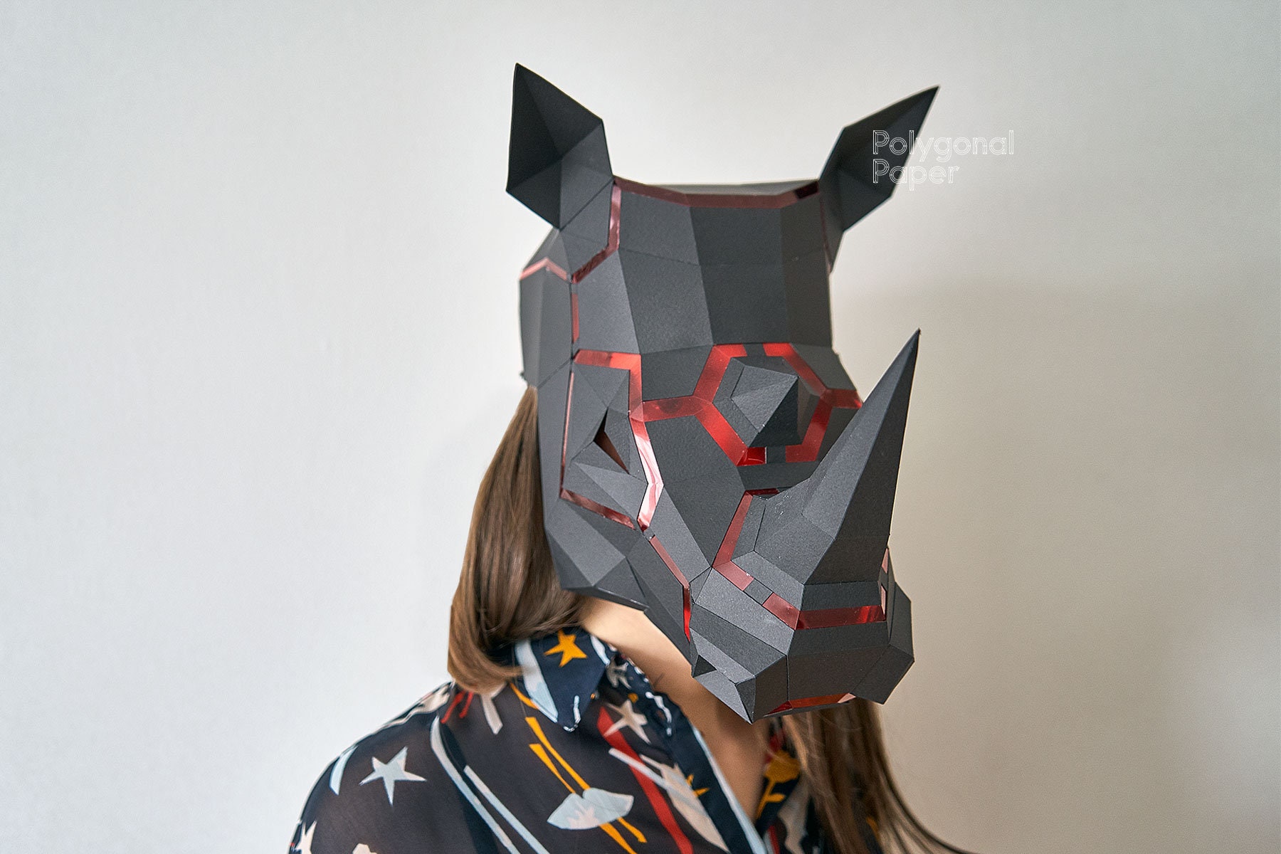 Rhino Mask: DIY Papercraft Model. Printable PDF Template, Drawings for ...