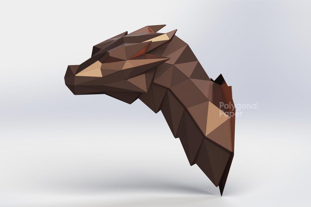 DIY Sheet Metal Dragon Head: Template for Assembling Low Poly Wall ...