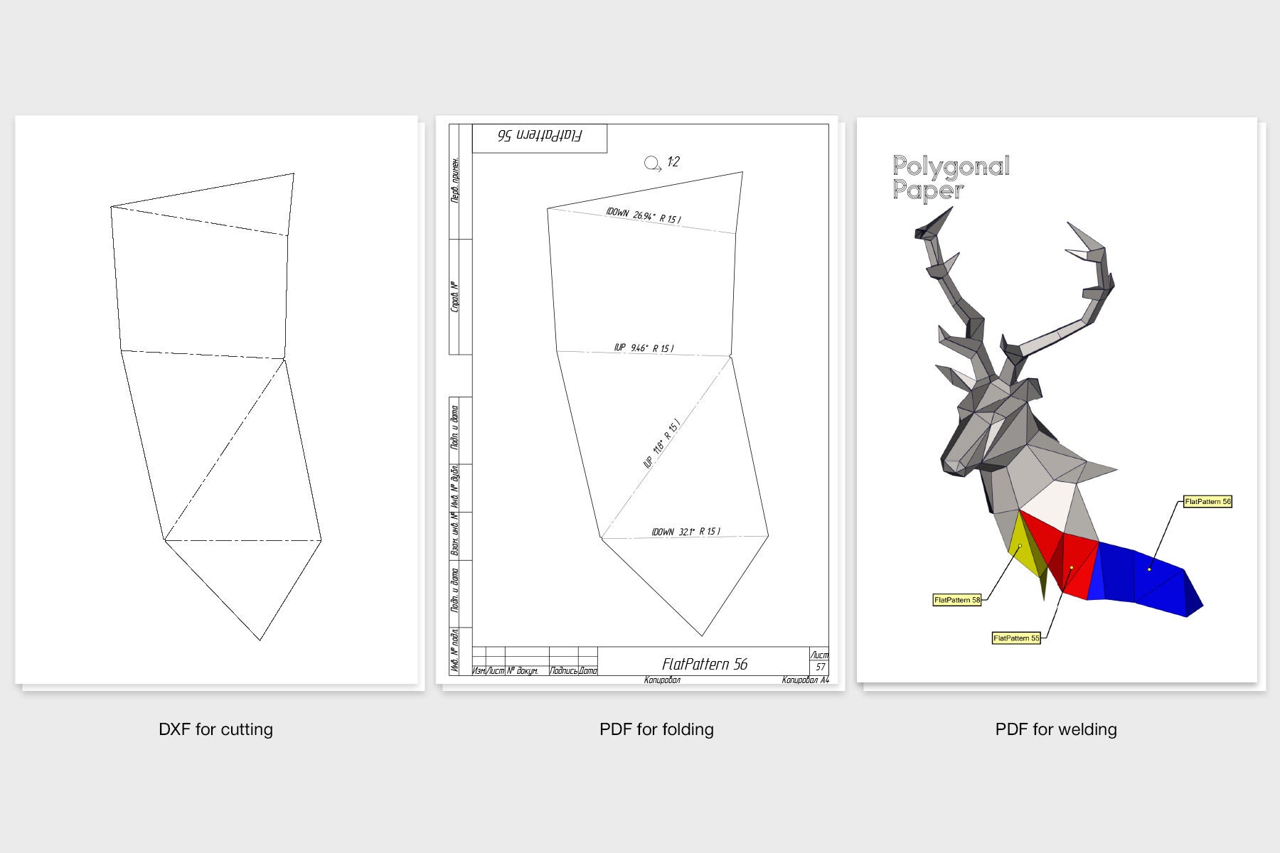 Stag in DXF Format for Assembly From Sheet Metal. Template for - Etsy ...