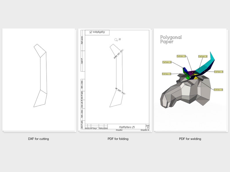 Moose Head in DXF and PDF Format for Assembly From Sheet - Etsy