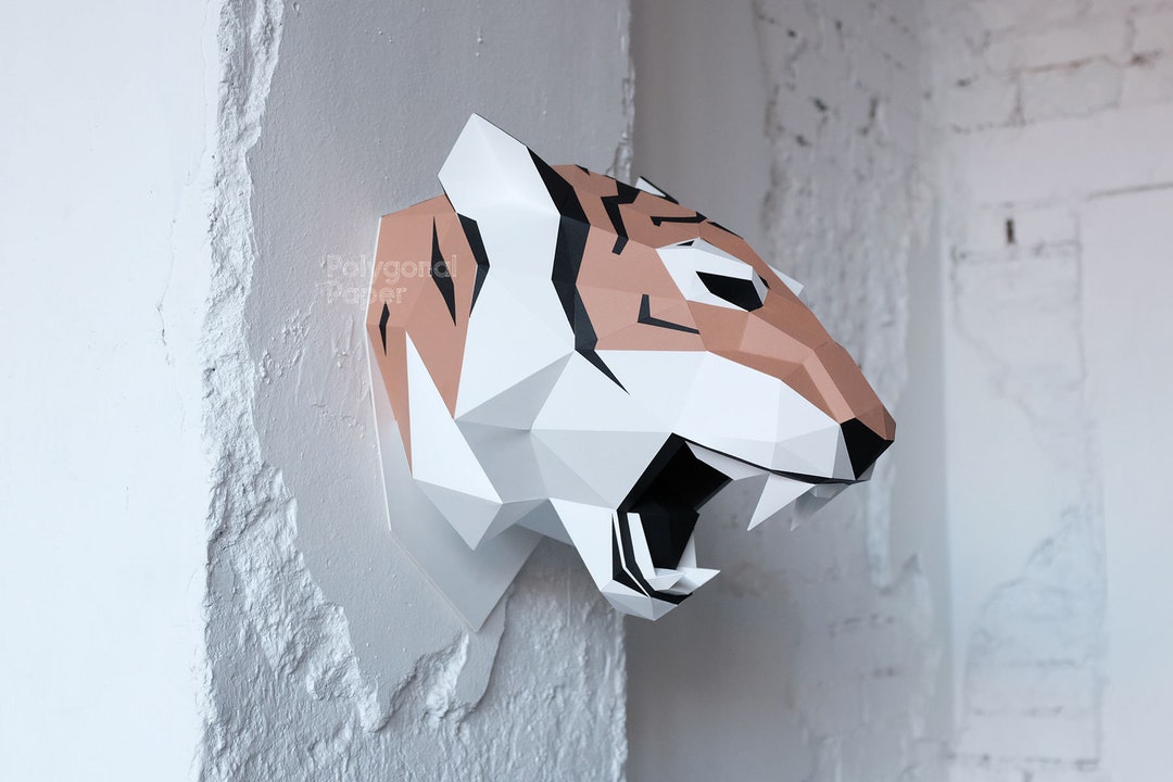Tiger Head: Digital Files for Papercraft. Printable PDF Template, DXF ...