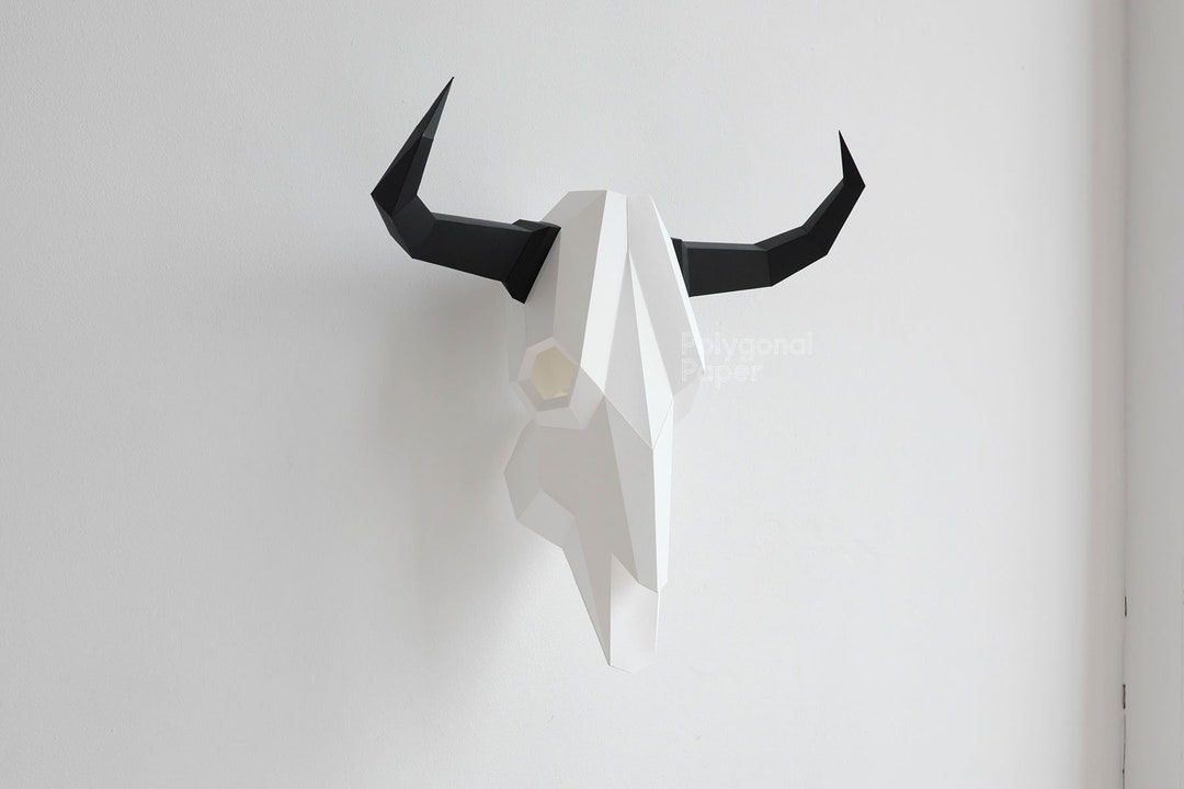 Bull Skull: Digital Files for Papercraft. Printable PDF Template, DXF ...
