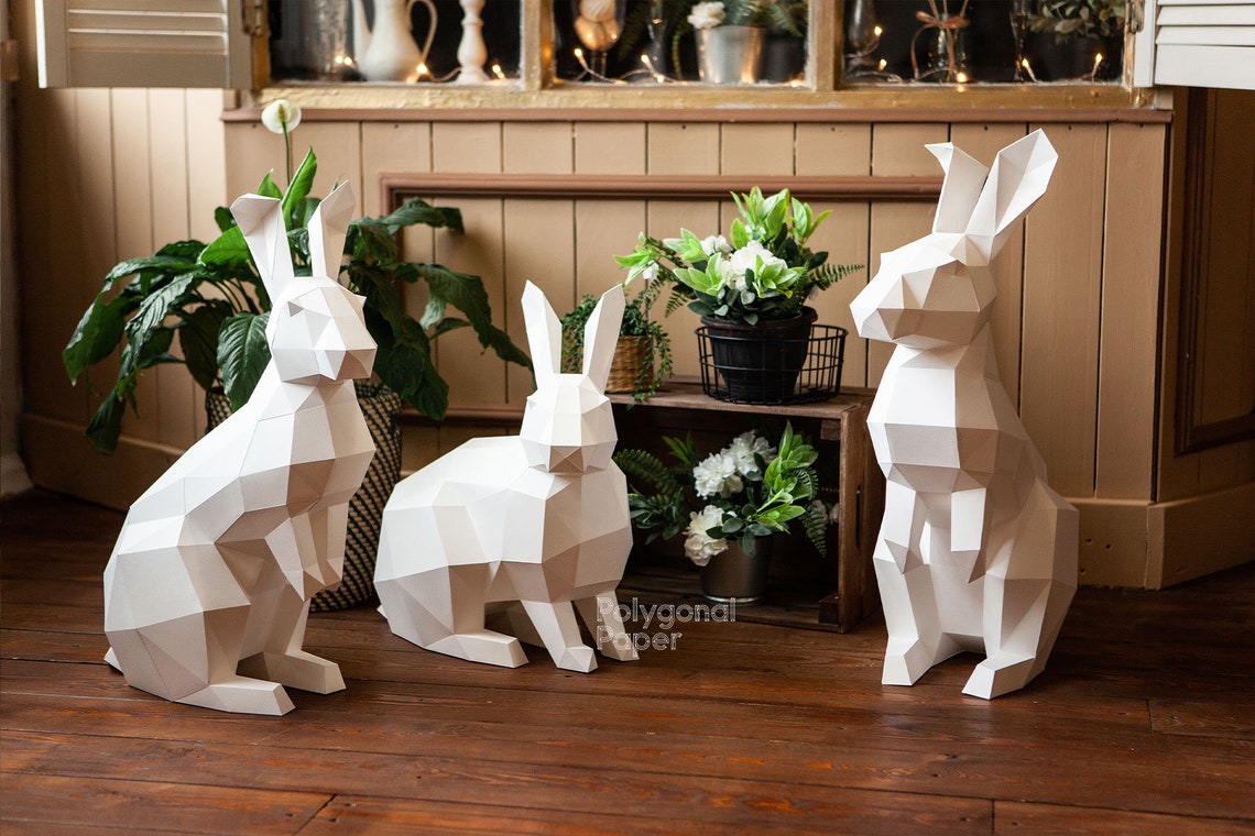 Rabbits: Digital Files for Papercraft. Printable PDF Template - Etsy