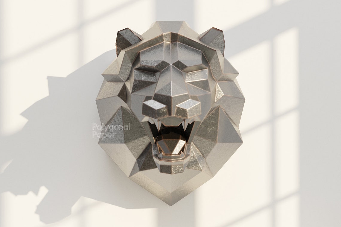 Roaring Lion Head in DXF Format for Assembly From Sheet Metal. | Etsy ...