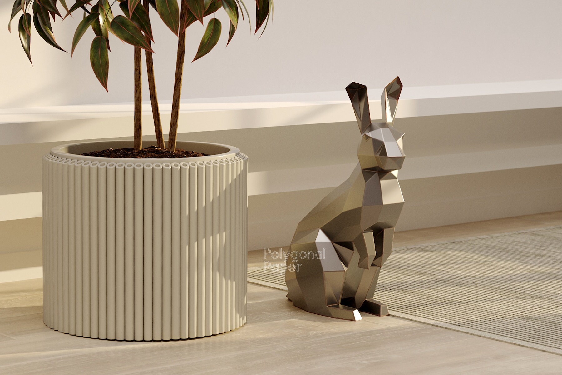 Rabbit: DIY Metal Sculpture. DXF File for Assembly Bunny From Sheet ...