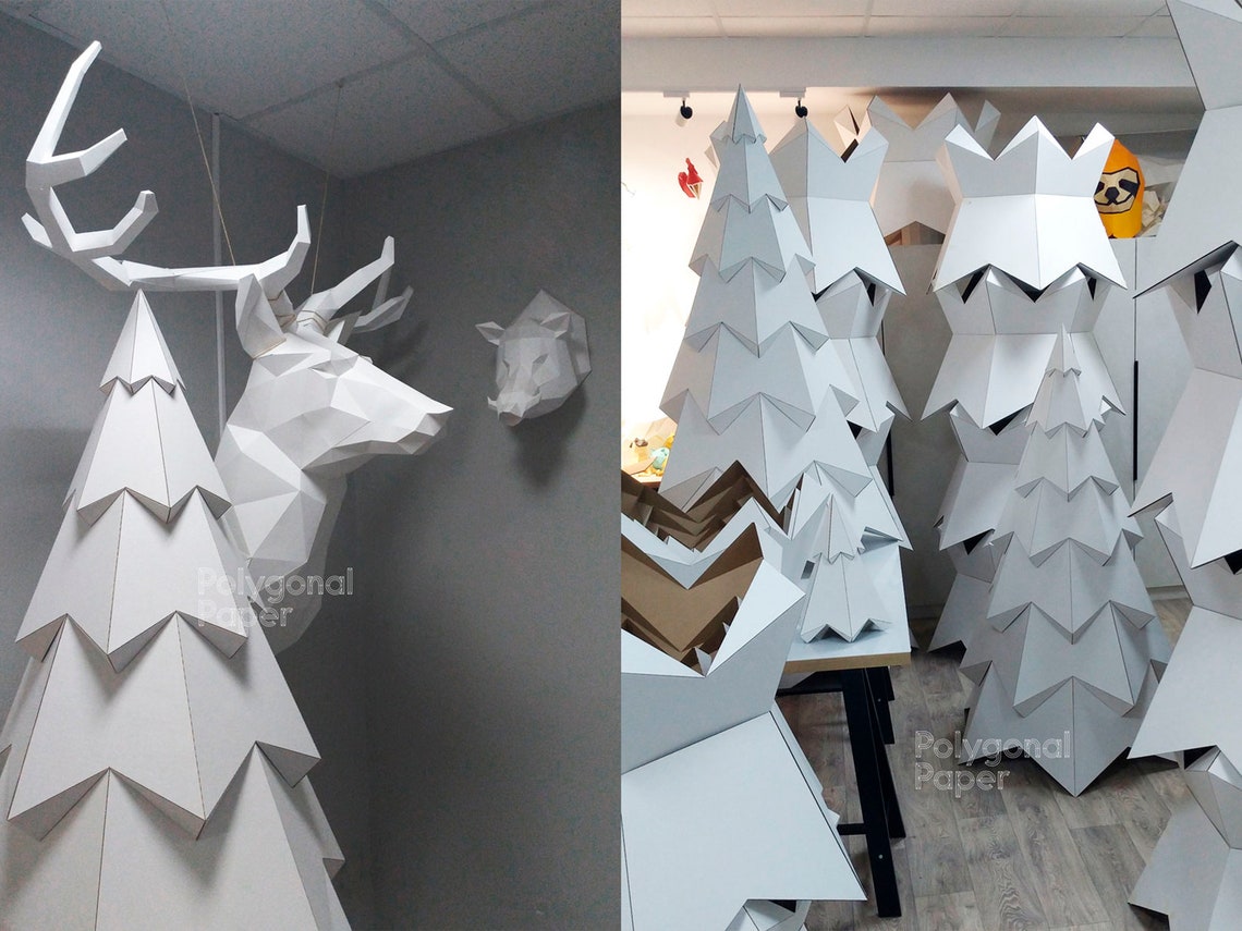 Christmas Tree: Paper Craft Template for Making Low Poly New | Etsy
