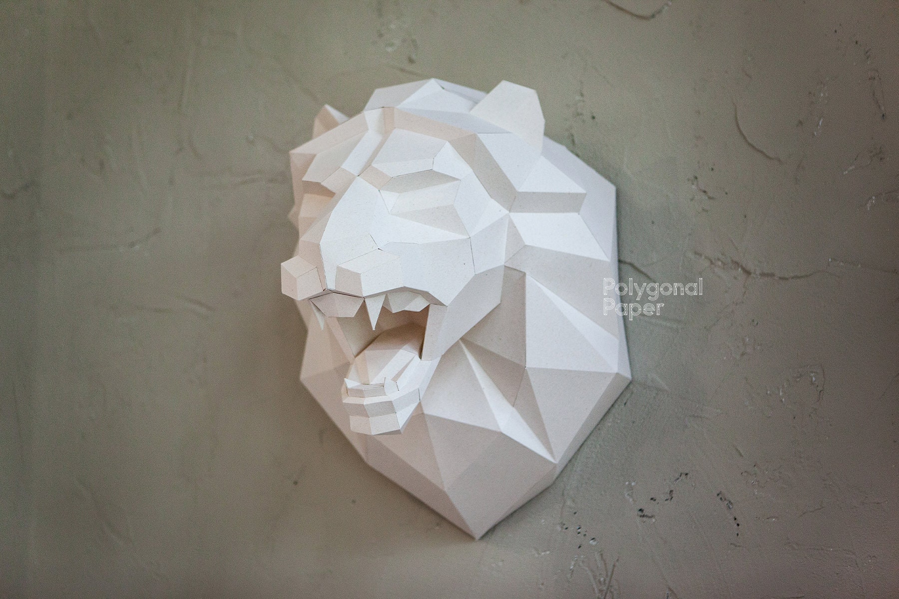 Roaring Lion Head: Paper Craft Template for Making Low Poly - Etsy ...