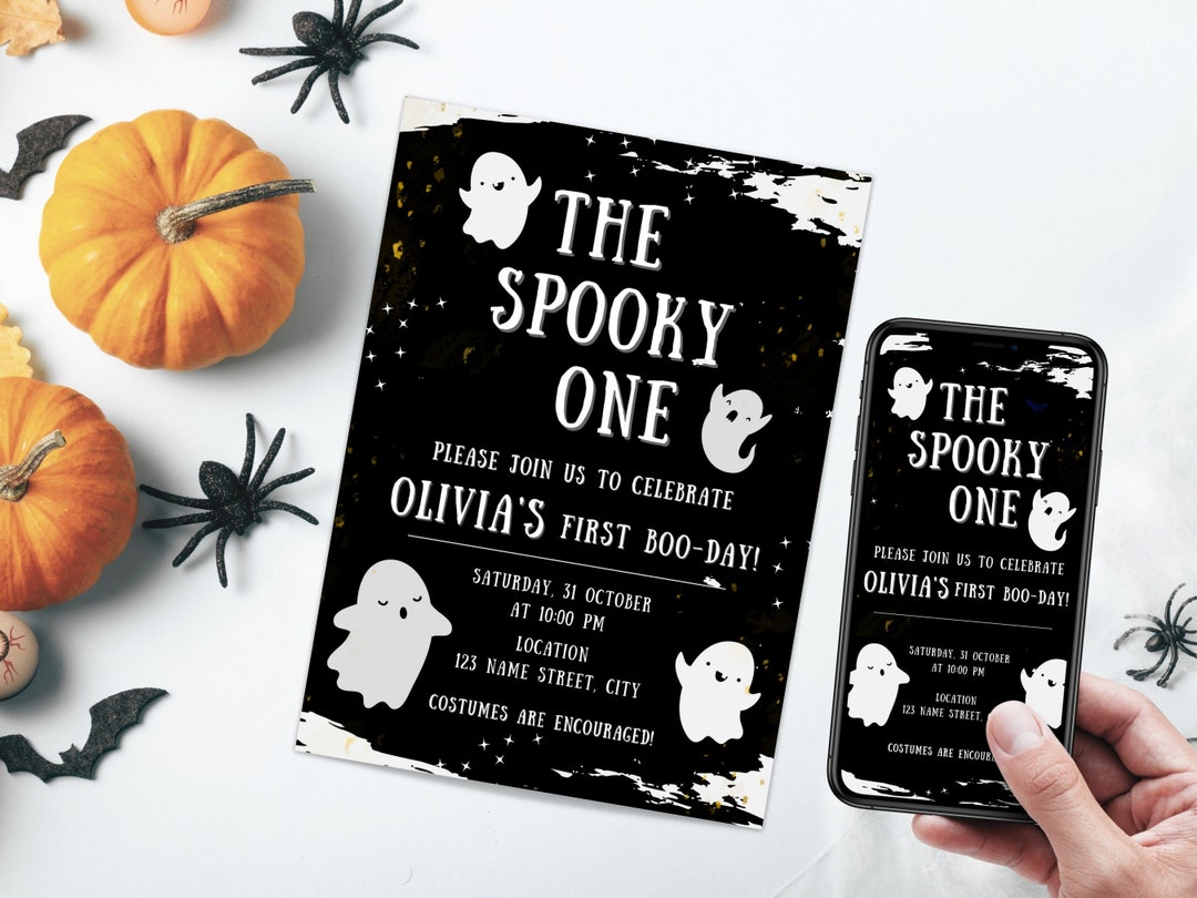 SPOOKY ONE Birthday Invite, Halloween First Birthday Invitation ...