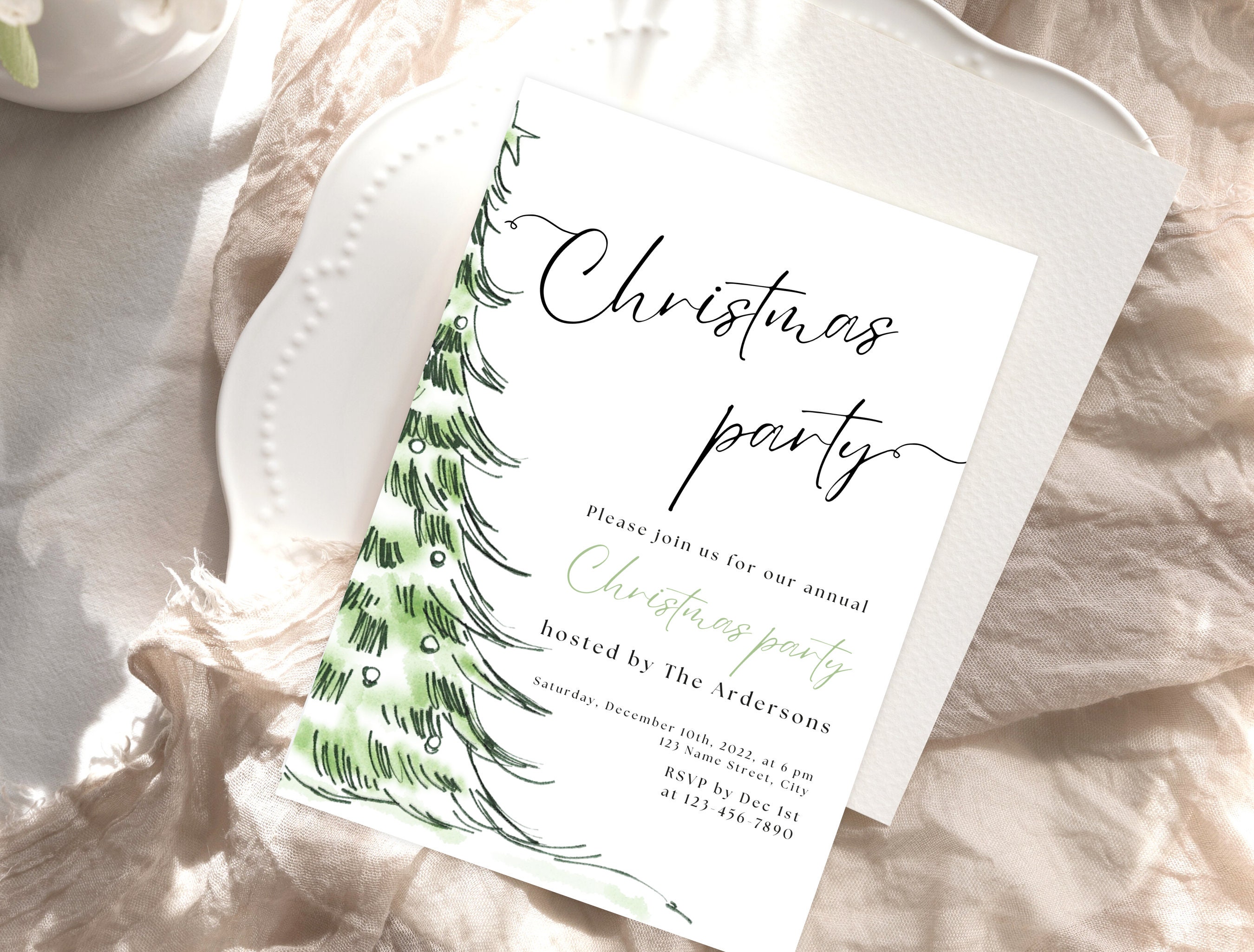 EDITABLE CHRISTMAS TREE Party Invitation Template Printable - Etsy