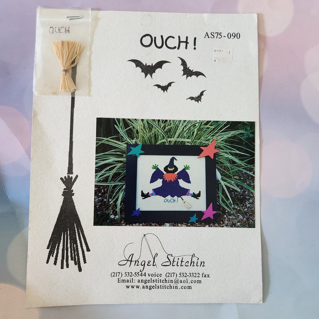 Angel Stitchin' - OUCH! - Cross Stitch Chart - Halloween, Witch ...