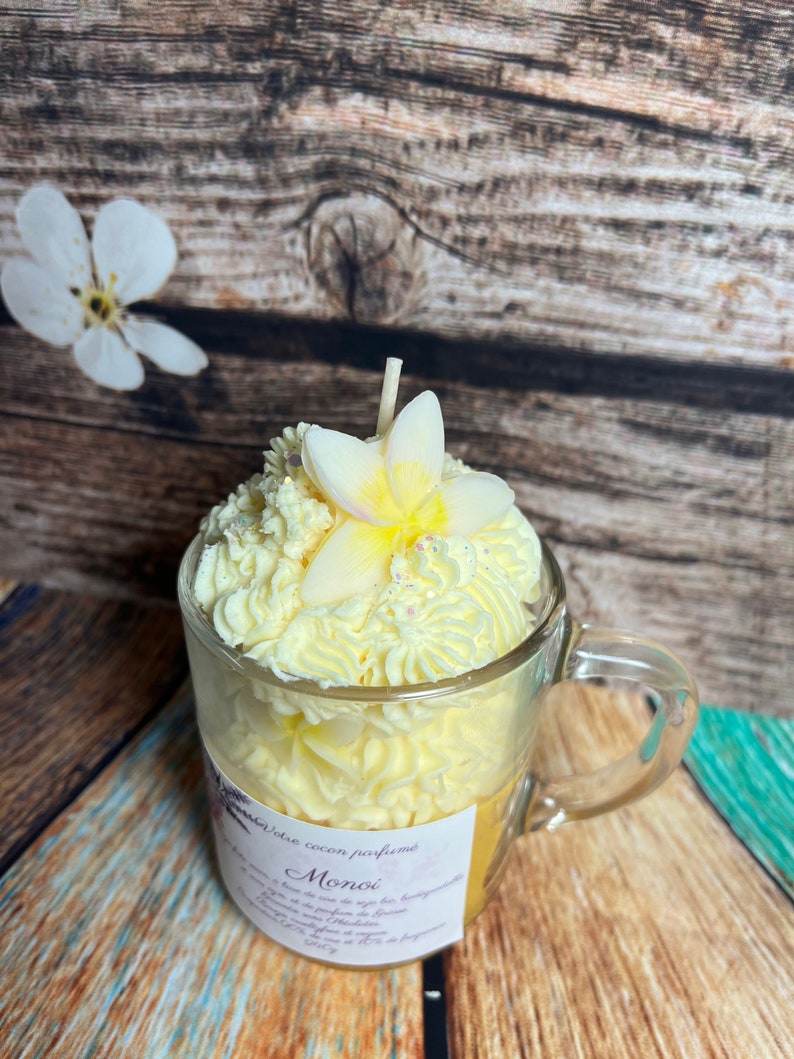 Bougie gourmande chantilly tasse exquise monoi de Tahiti - Etsy France