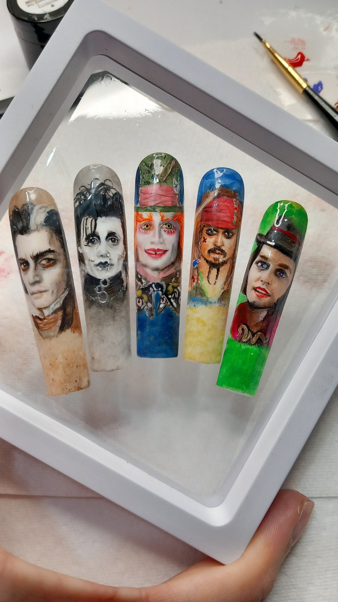 Johnny Depp Handpainted Portrait Nails Choose Your Length, Shape and ...