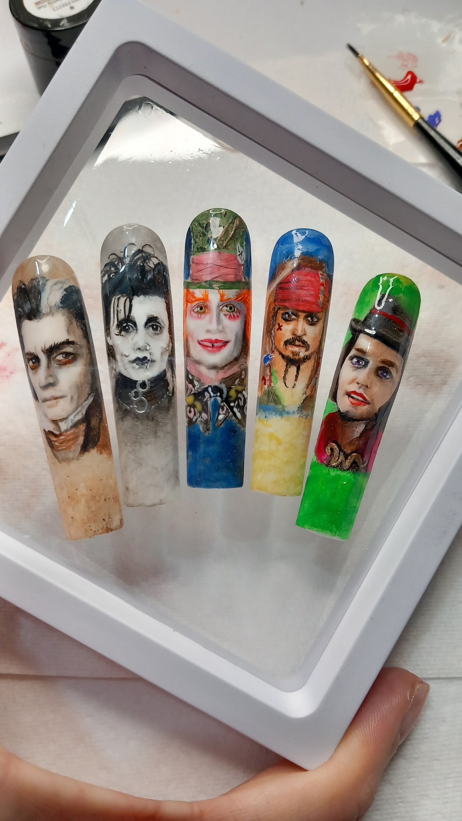 Johnny Depp Handpainted Portrait Nails Choose Your Length, Shape and ...