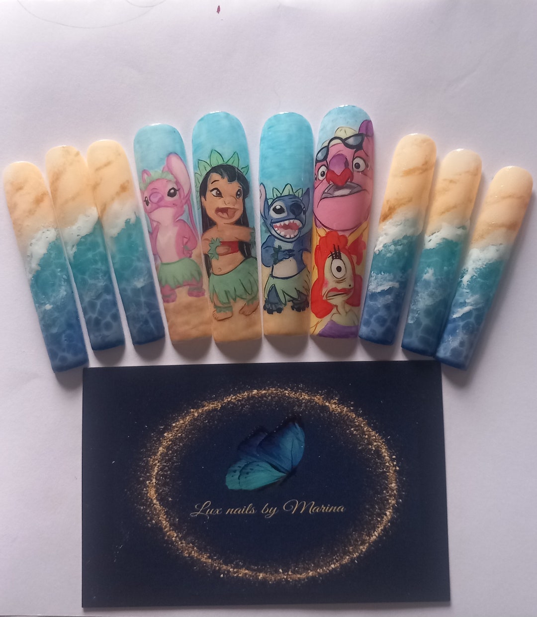 Custom Handpainted Lilo and Stitch Nails - Etsy