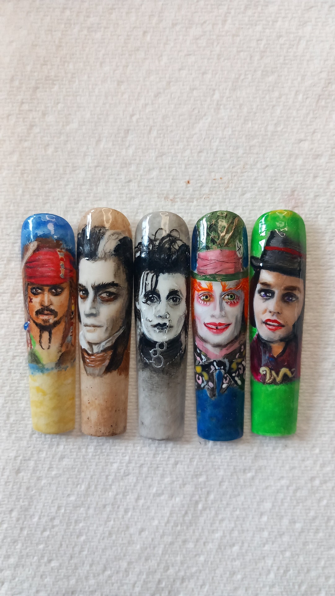Johnny Depp Handpainted Portrait Nails Choose Your Length, Shape and ...