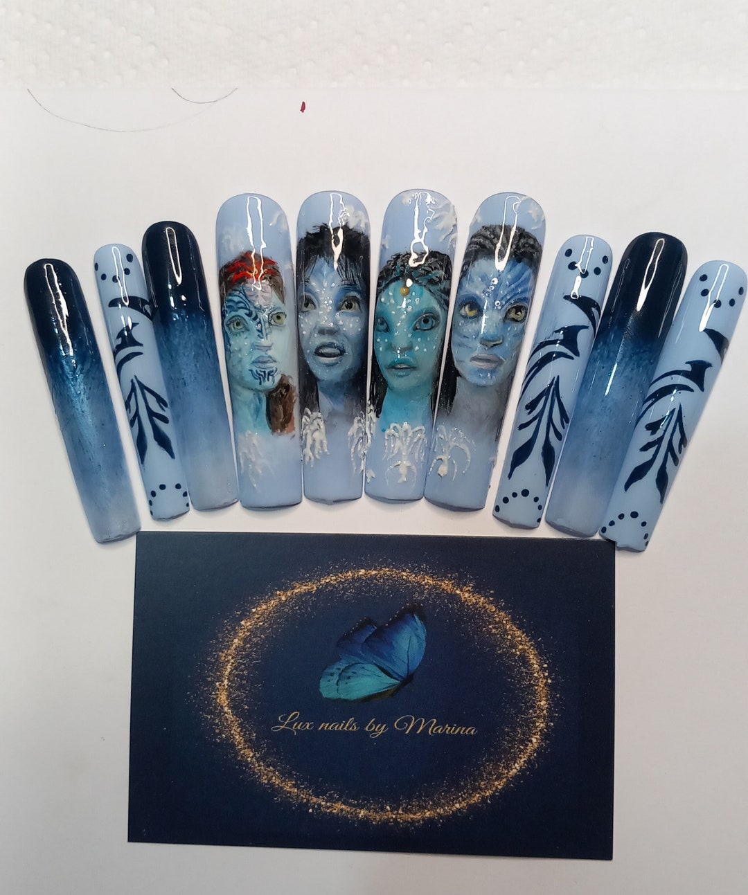 Custom Hand Painted Avatar Nails, Choose Your Length, Shape and ...