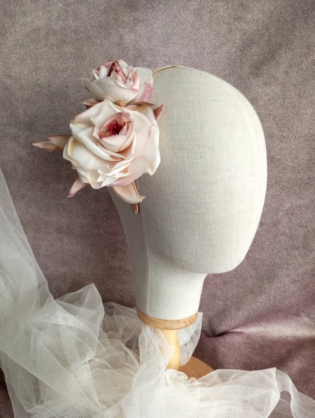Elegant White Roses Fascinator Headpiece for Wedding Guest Flower Hair ...