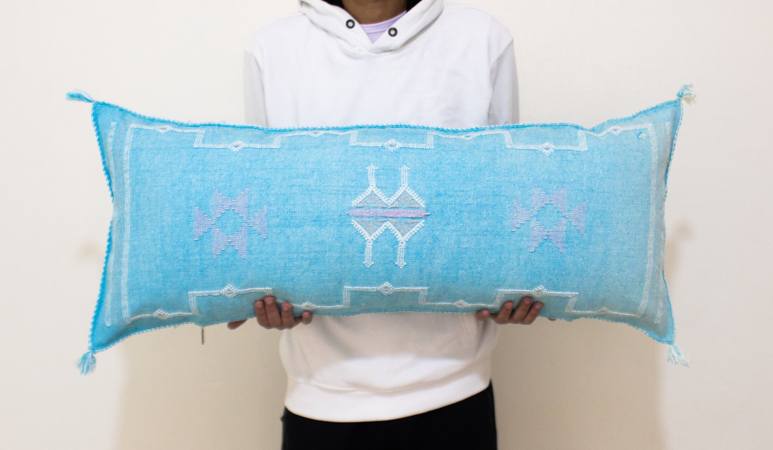 Cactus Silk Lumbar, Moroccan Cactus Silk Cushion, 14x36 Ethnic Lumbar ...