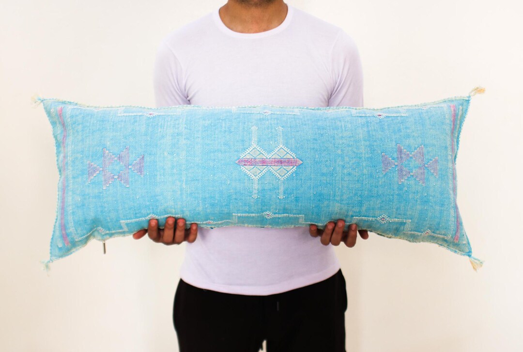Cactus Silk Lumbar, Moroccan Cactus Silk Cushion, 14x36 Ethnic Lumbar ...