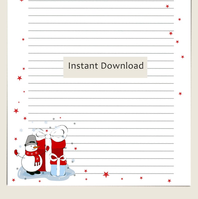 Printable Stationery: Letter Writing Paper With Snowman, Winter Letter ...