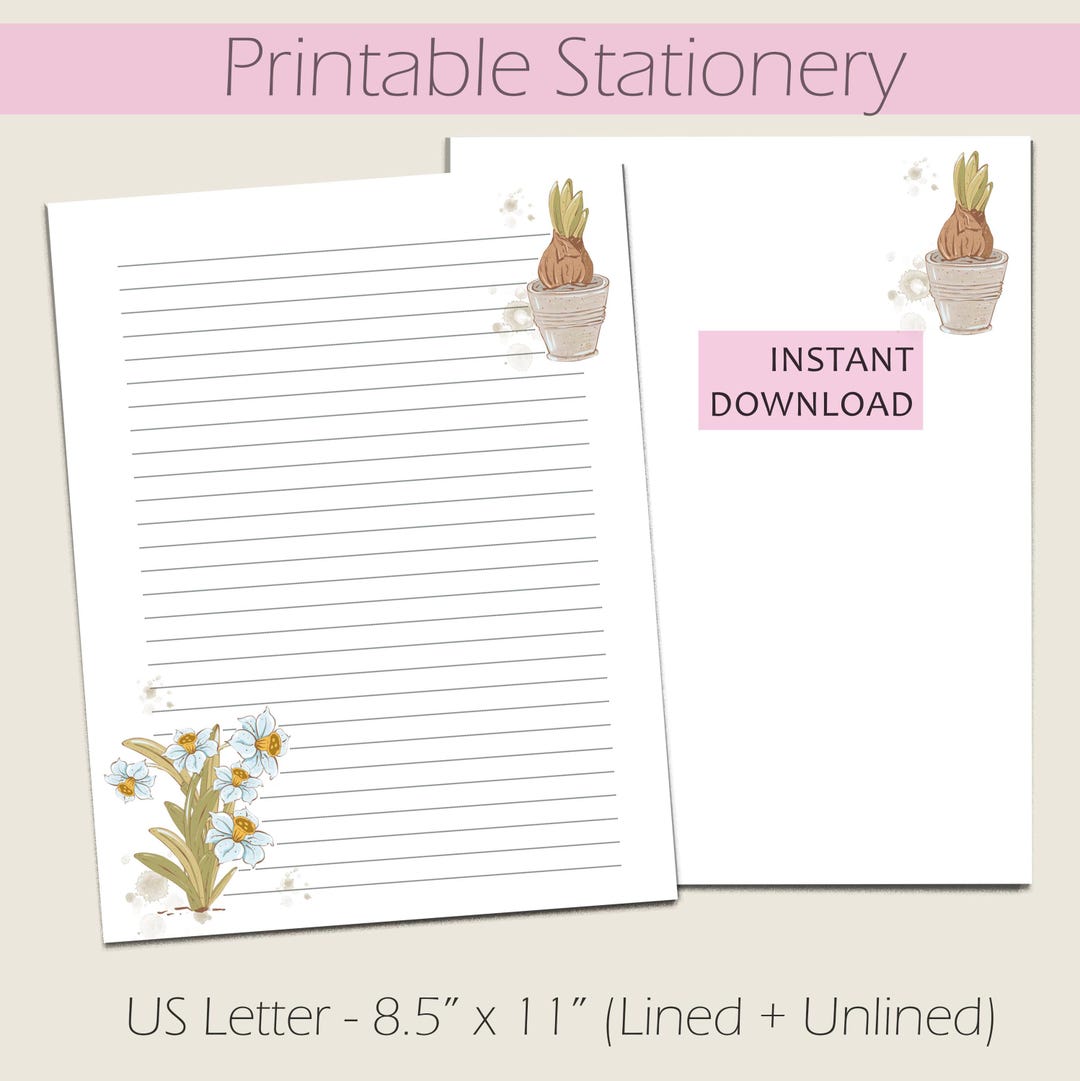 Easter Printable Stationery: Letter Writing Paper, Format US Letter 8.5 ...