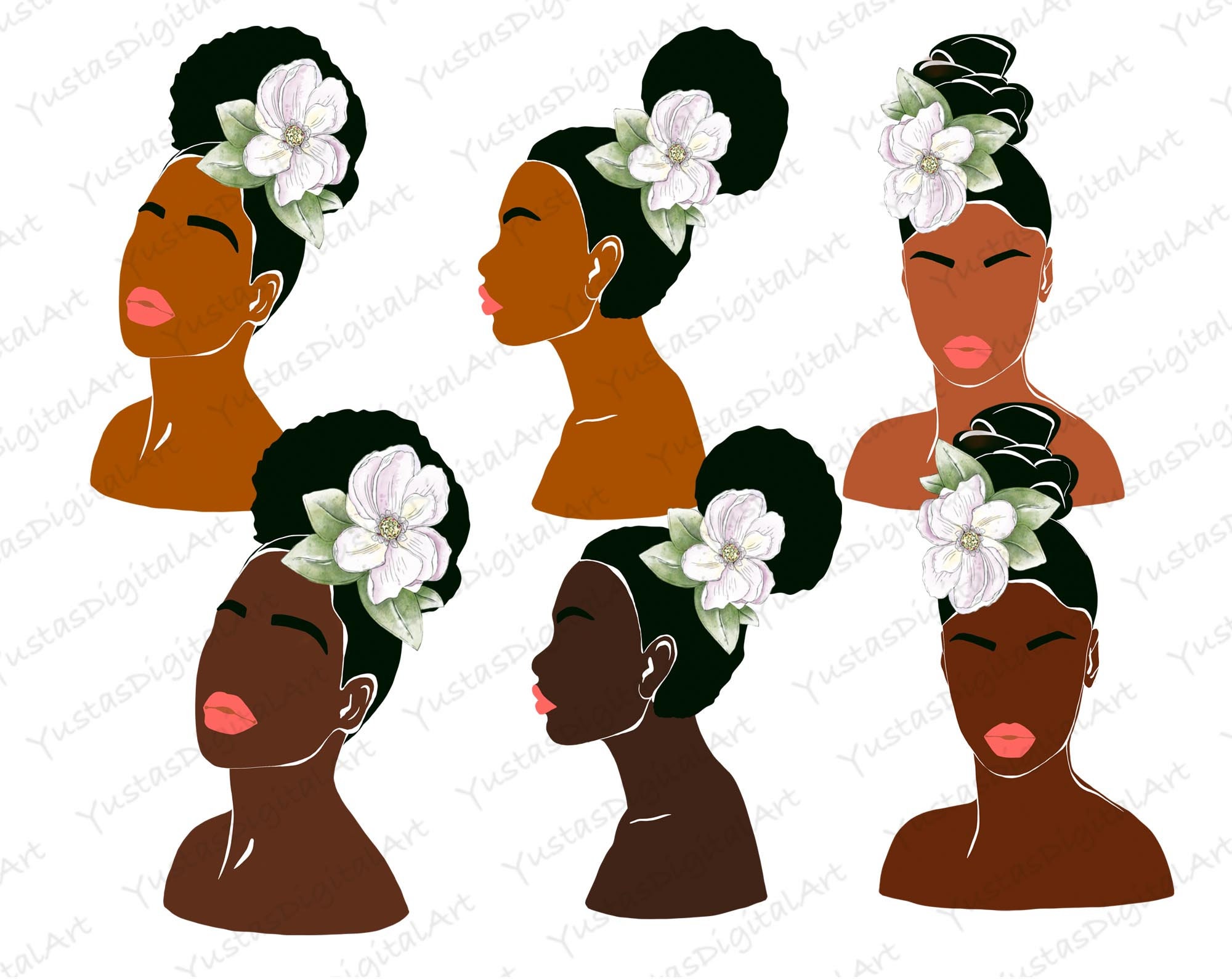 Afro Women Clipart, Beautiful Black Girl Clipart, Abstract Female PNG ...