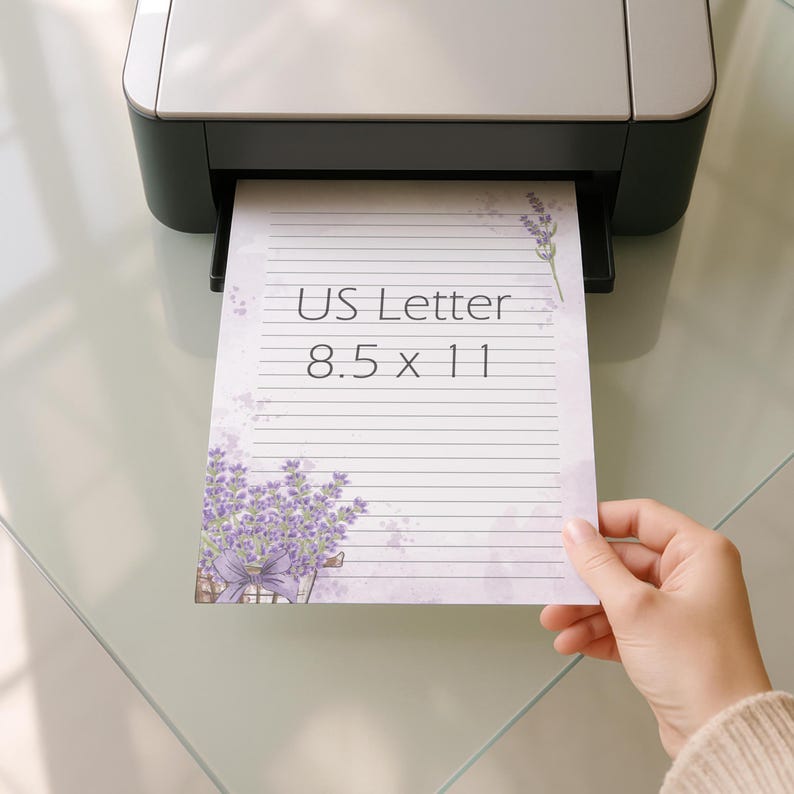 Printable Stationery: Letter Writing Paper With Lavender, Digital ...