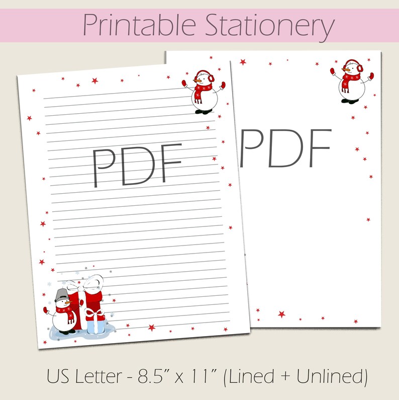 Printable Stationery: Letter Writing Paper With Snowman, Winter Letter ...