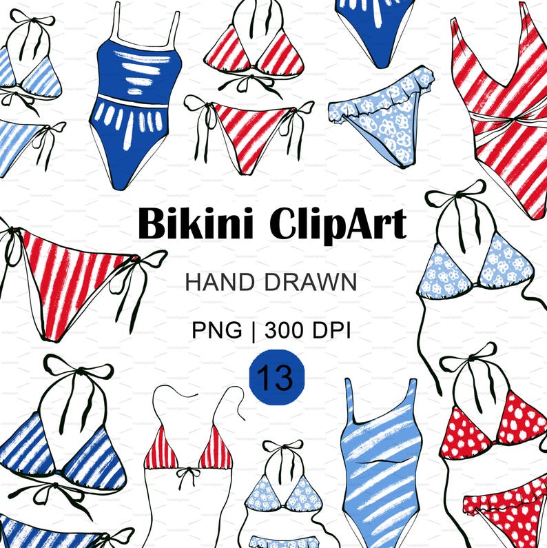Bikini Clip Art, Beach Print Png, Bikini PNG, Summer Print PNG ...