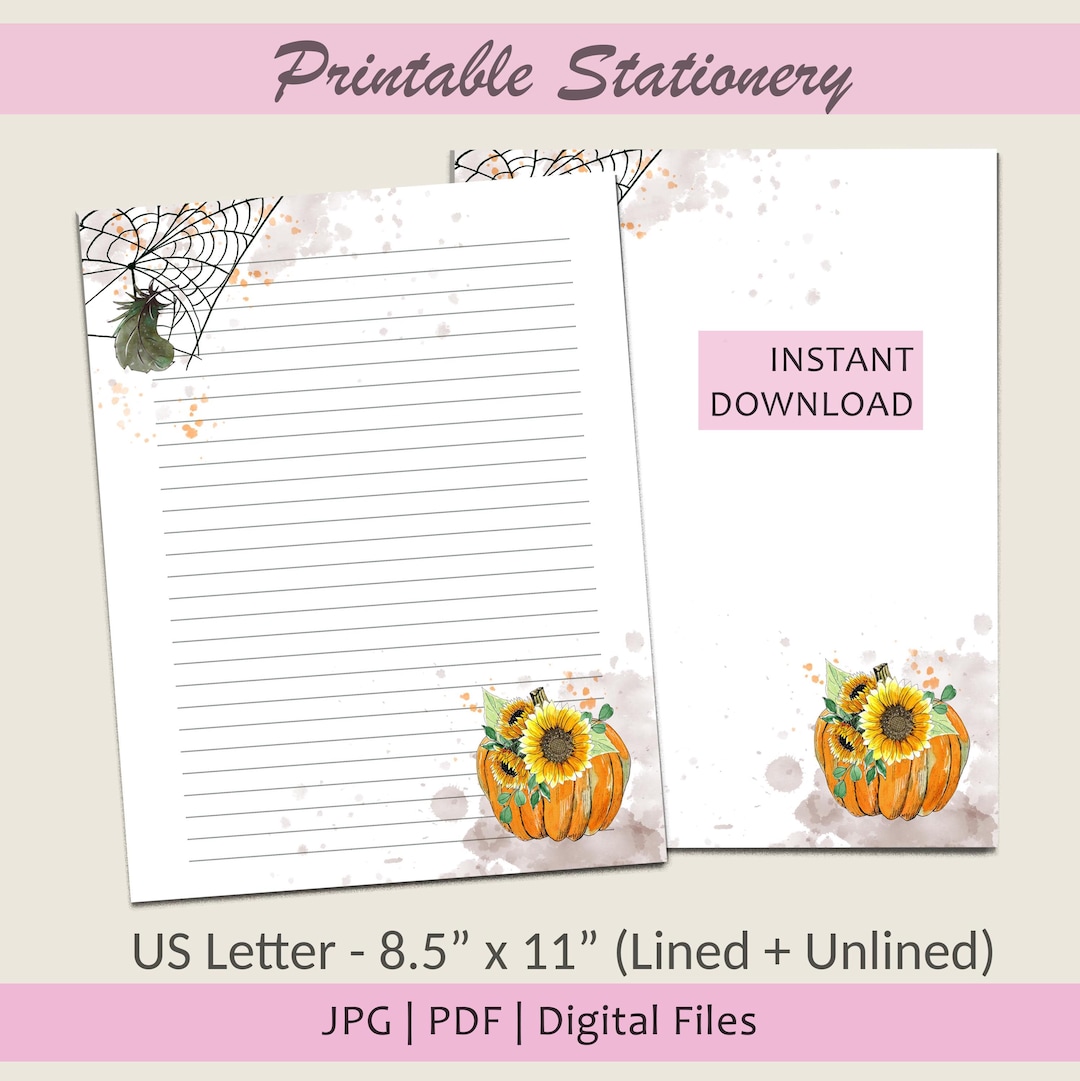 Autumn Printable Stationery: Halloween Letter Paper, Digital Download ...