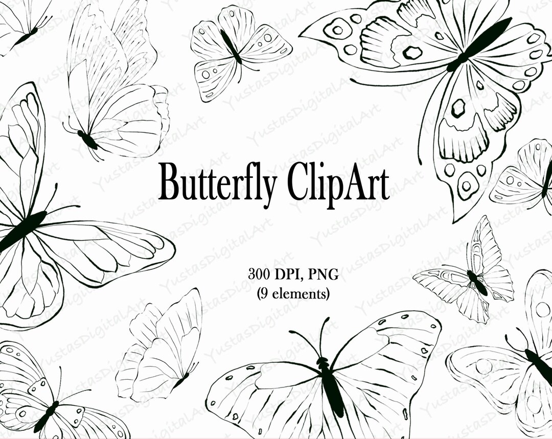 Butterfly Clipart, Butterfly PNG, Black Butterfly Clip Art, Wedding ...