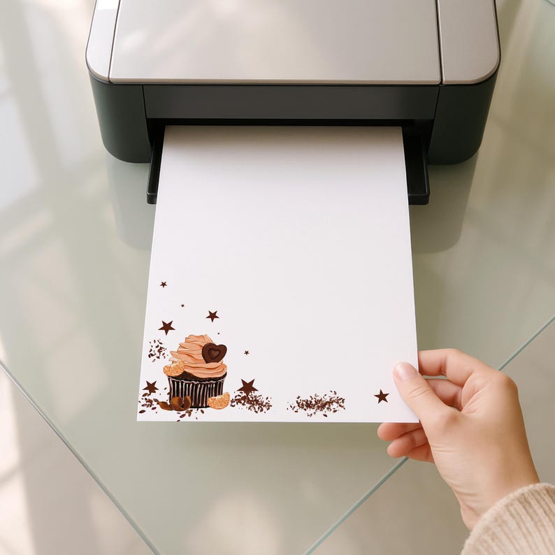 Printable Stationery, Letter Writing Set With Cupcake, Lined Letter ...