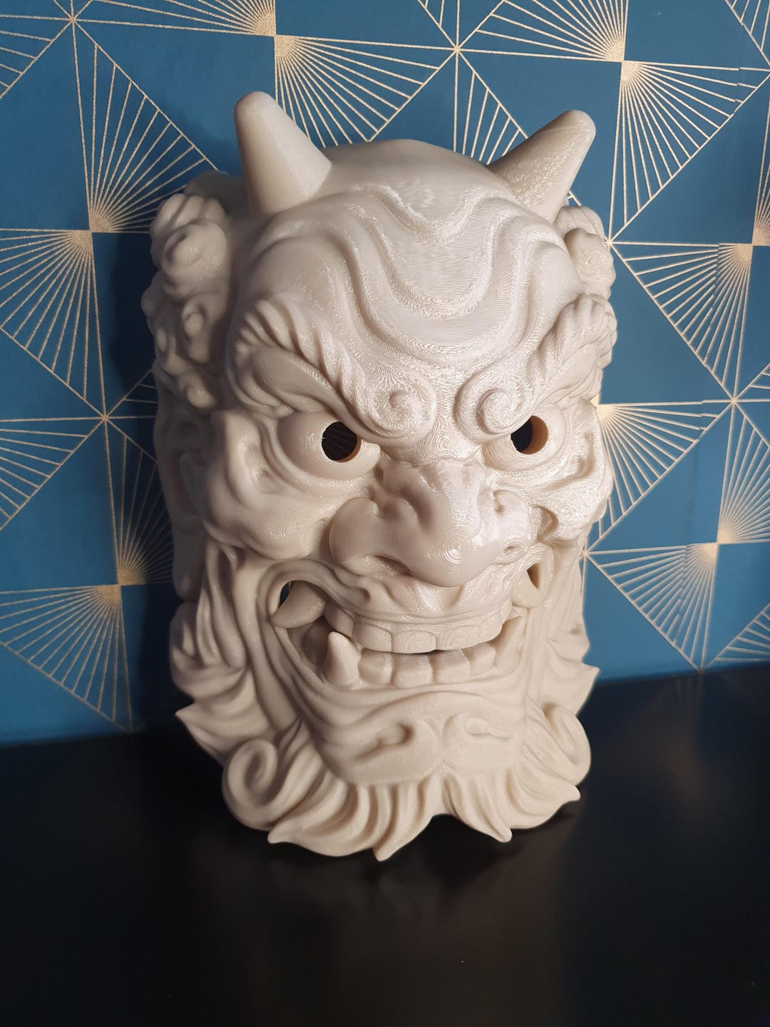 3D Printed Japanese Oni Mask - Yokai Wall Decor - Official Golden Kaeru ...