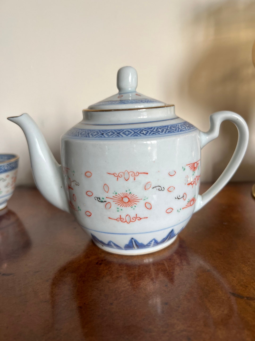 Vintage Porcelain Rice Grain Tea Set/ Hand Decorated Made in - Etsy