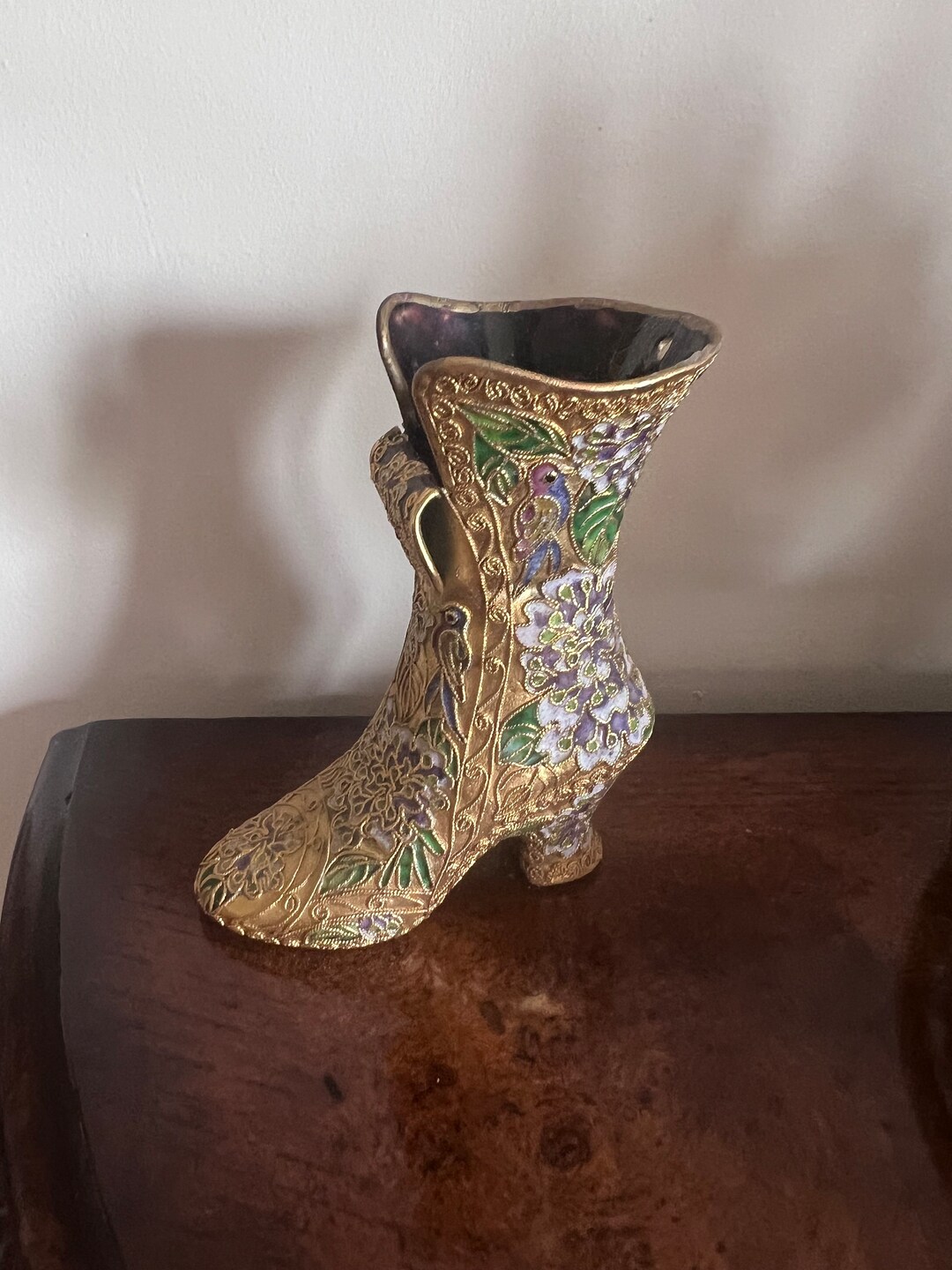 Antique Decorative Glass Hand Painted Boot - Etsy