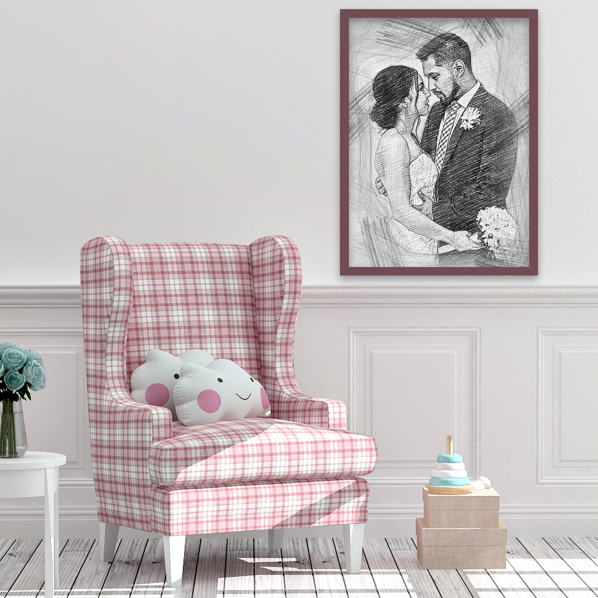 Personalised Couple Poster Drawing for Couples Gift for Engaged ...